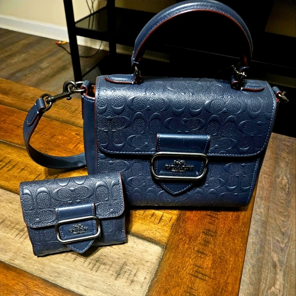 Coach | Bags | Authentic Navy Blue Coach Bag With Matching Wallet ...